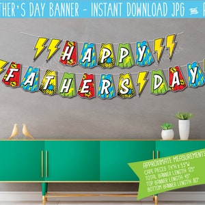 Happy Father's Day Superhero Banner Printable, Fathers Day Party Decor ...