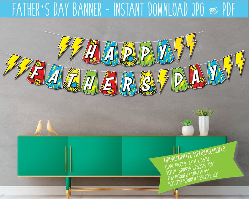 Happy Father's Day Superhero Banner Printable, Fathers Day Party Decor ...