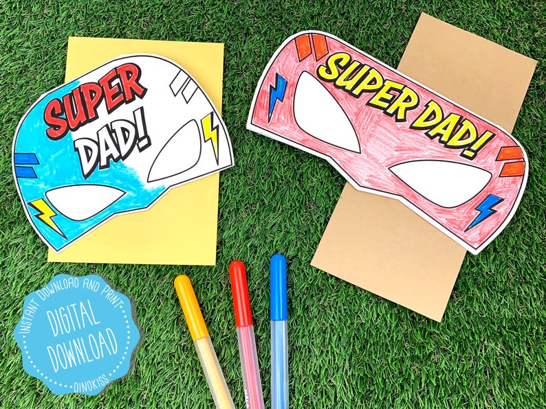 Super Dad Mask Coloring Card Fathers Day Coloring Card | Etsy