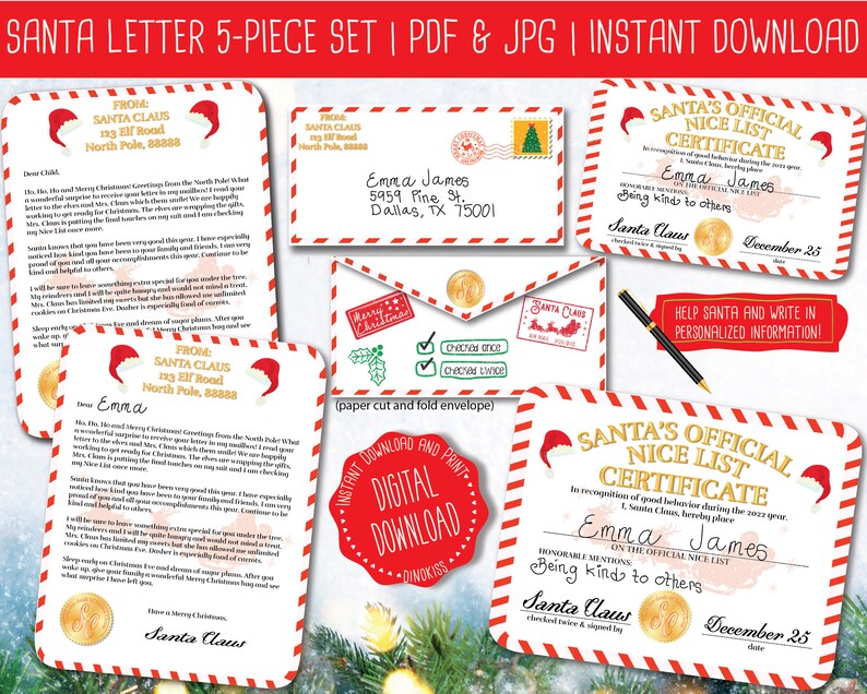 Instant Download Letter From Santa Bundle Letter From Santa - Etsy