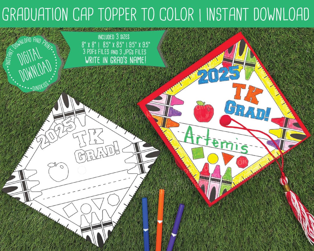 2025 TK Graduation Cap Topper Coloring Page INSTANT DOWNLOAD ...