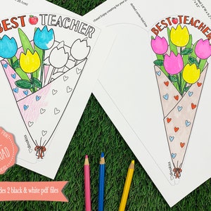Teacher Appreciation Coloring Card, Tulip, Teacher Card Printable ...