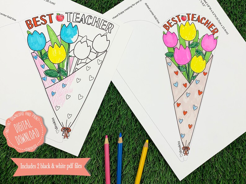 Teacher Appreciation Coloring Card, Tulip, Teacher Card Printable ...