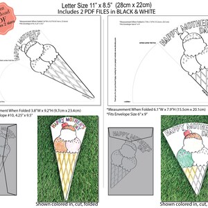 Mothers Day Coloring Card Pdf Ice Cream Cone Printable Mothers Day Card ...