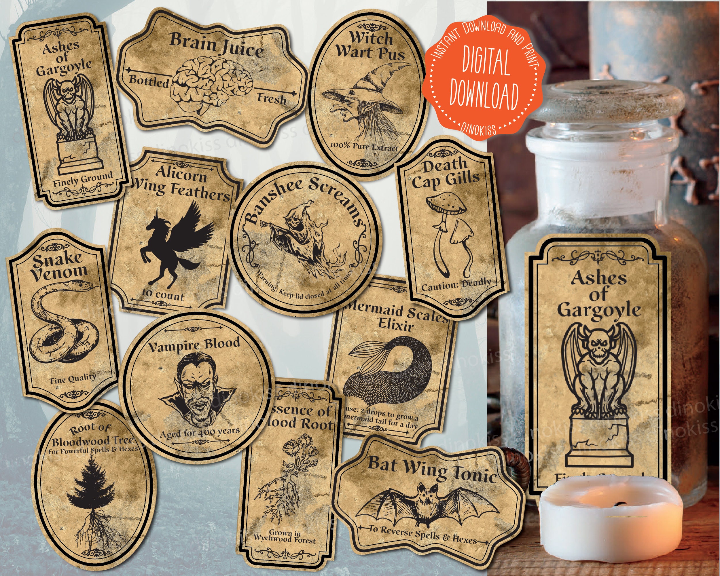 Halloween Potion Labels Printable Apothecary Labels - Etsy