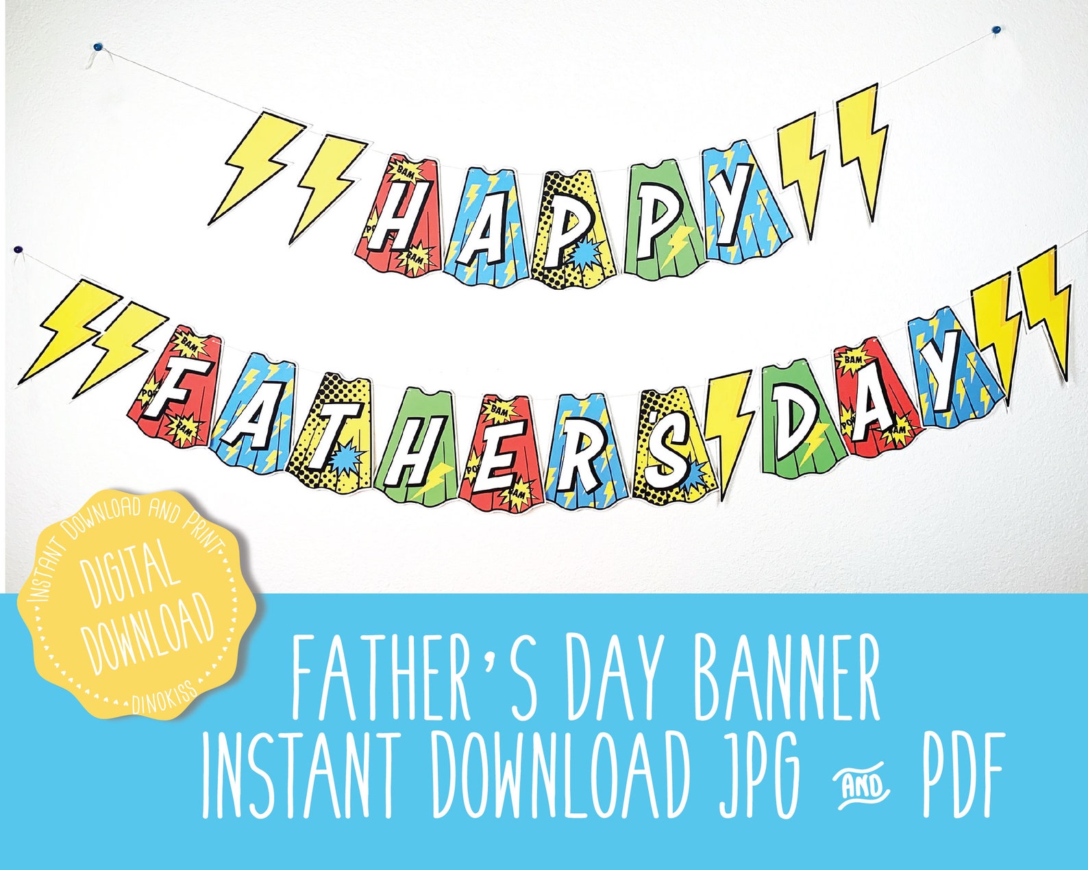 Happy Father's Day Superhero Banner Printable, Fathers Day Party Decor ...