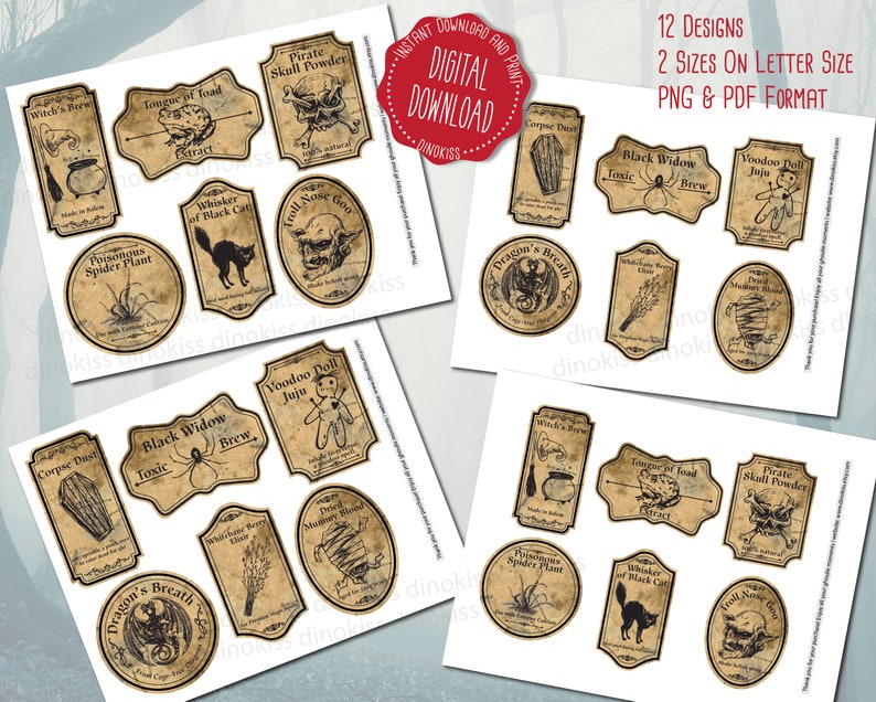 Halloween Potion Labels Printable Apothecary Labels - Etsy