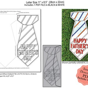 Father's Day Neck Tie Coloring Card Printable, Father's Day Card ...