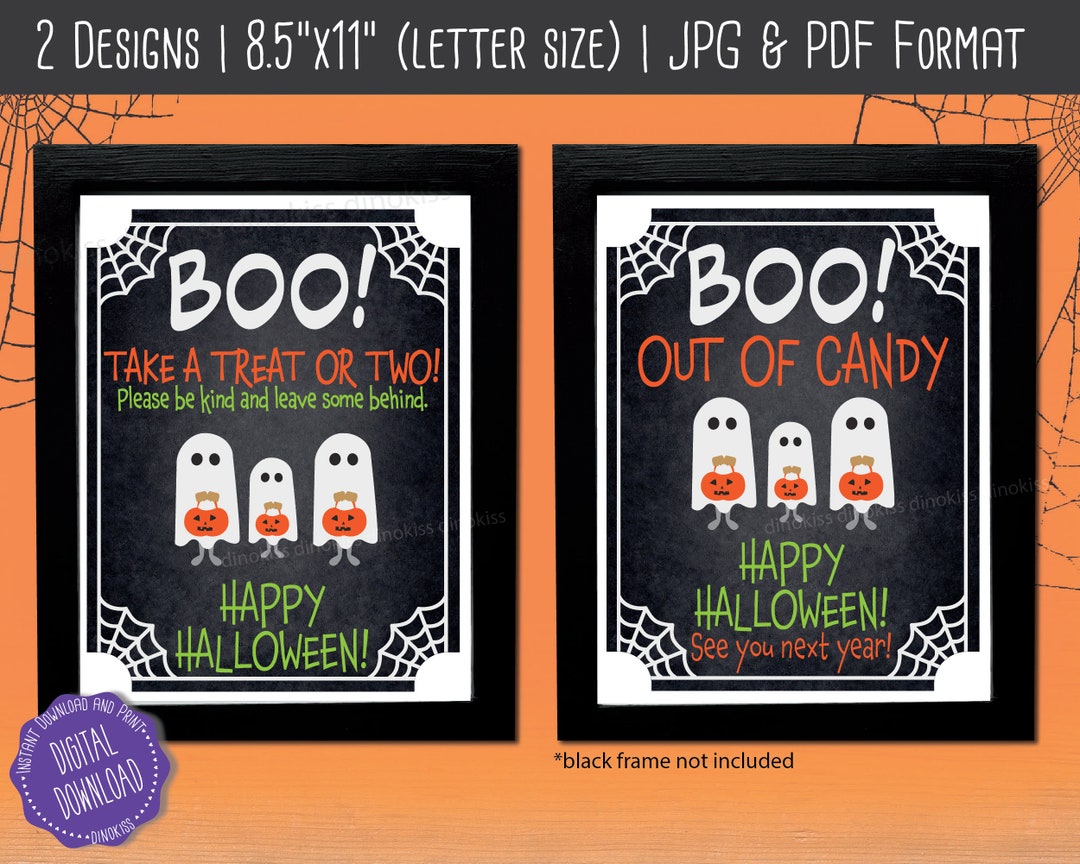 Set of 2, Halloween Please Take One and Out of Candy Signs Printable ...