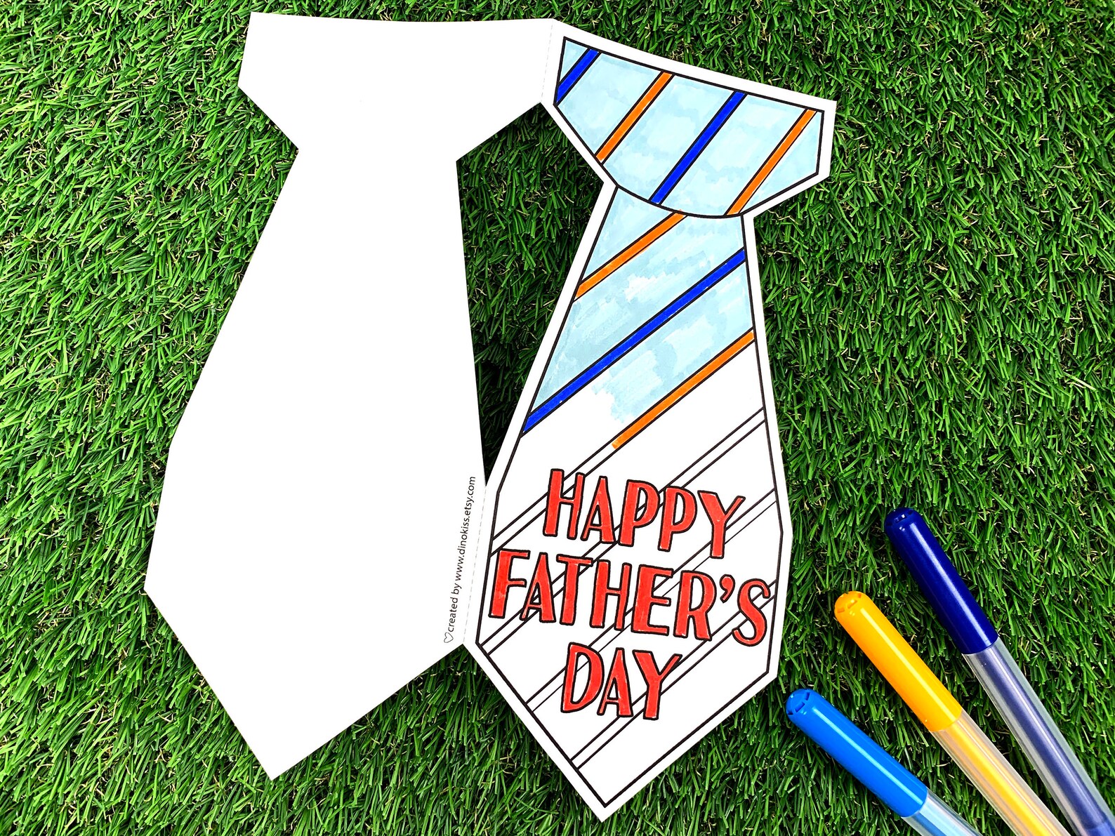 Father's Day Neck Tie Coloring Card Printable, Father's Day Card ...