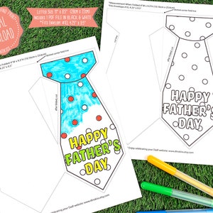 Father's Day Neck Tie Coloring Card Printable, Father's Day Card ...