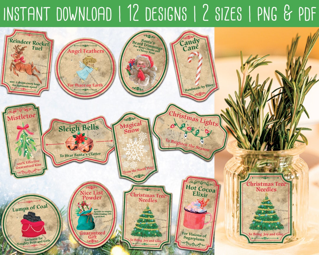 Christmas Potion Labels Printable, Apothecary Labels, Christmas Labels ...