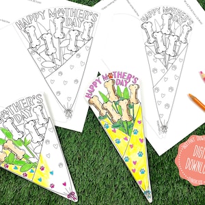 Dog Mothers Day Coloring Card Instant Download, Dog Mothers Day Card ...