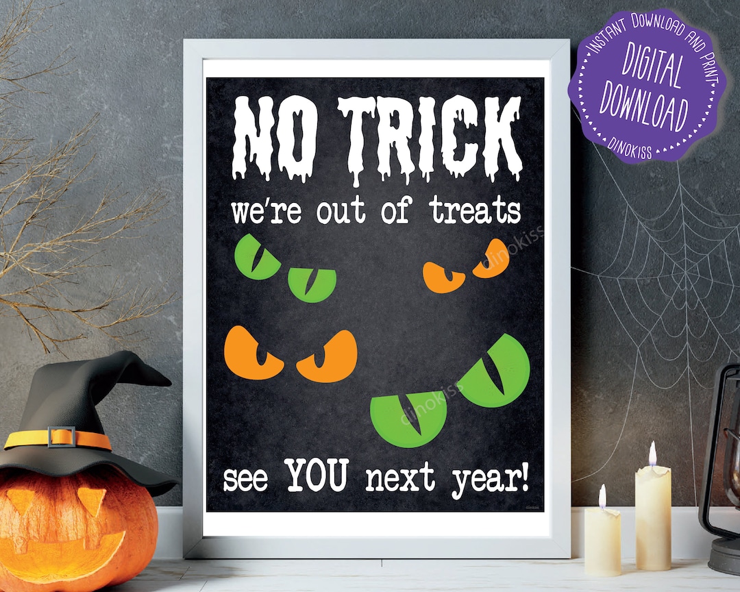 Halloween Out of Candy Sign Printable, Halloween Candy Sign, Halloween ...