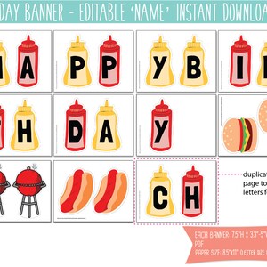 BBQ Birthday Banner Editable Printable, Backyard BBQ Birthday, Barbecue ...