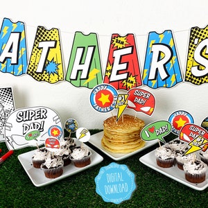 Happy Father's Day Superhero Decorations Set Printable, Fathers Day ...