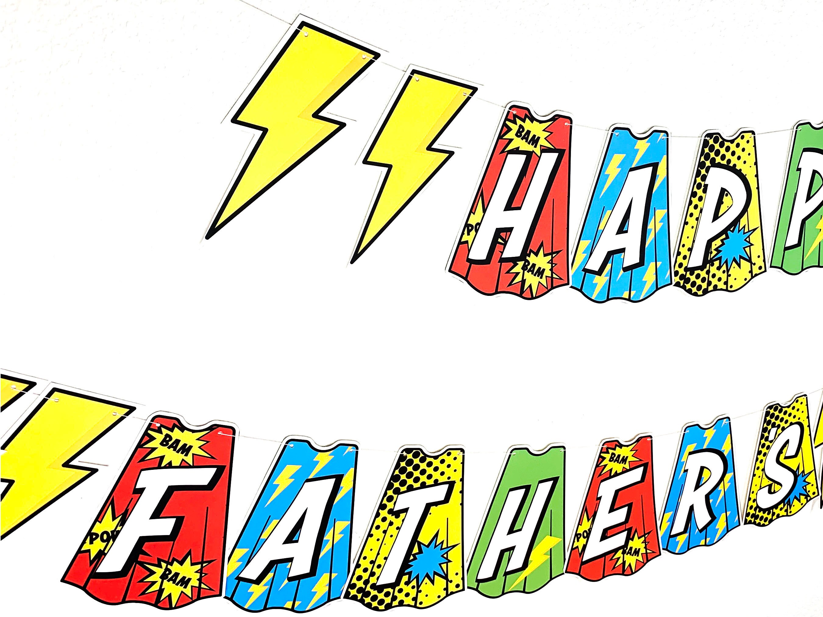 Happy Father's Day Superhero Banner Printable, Fathers Day Party Decor ...