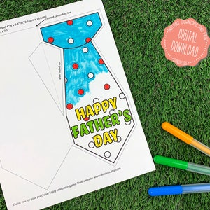 Father's Day Neck Tie Coloring Card Printable, Father's Day Card ...
