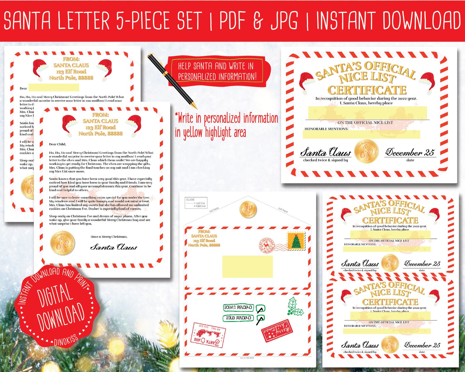 Instant Download Letter From Santa Bundle Letter From Santa - Etsy