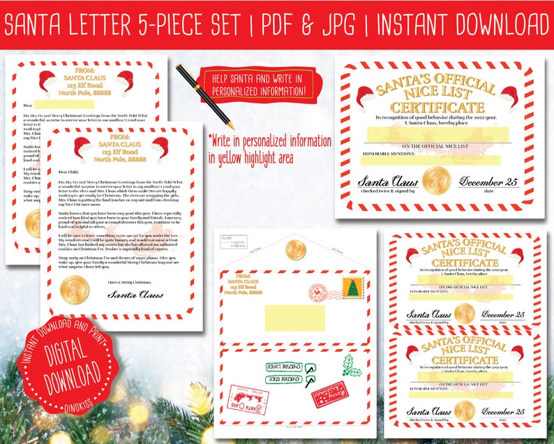 Instant Download Letter From Santa Bundle Letter From Santa - Etsy