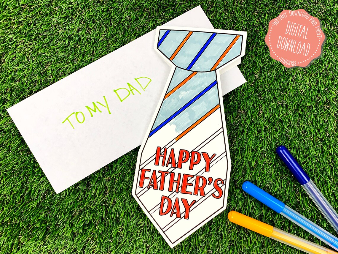 Father's Day Neck Tie Coloring Card Printable - Etsy