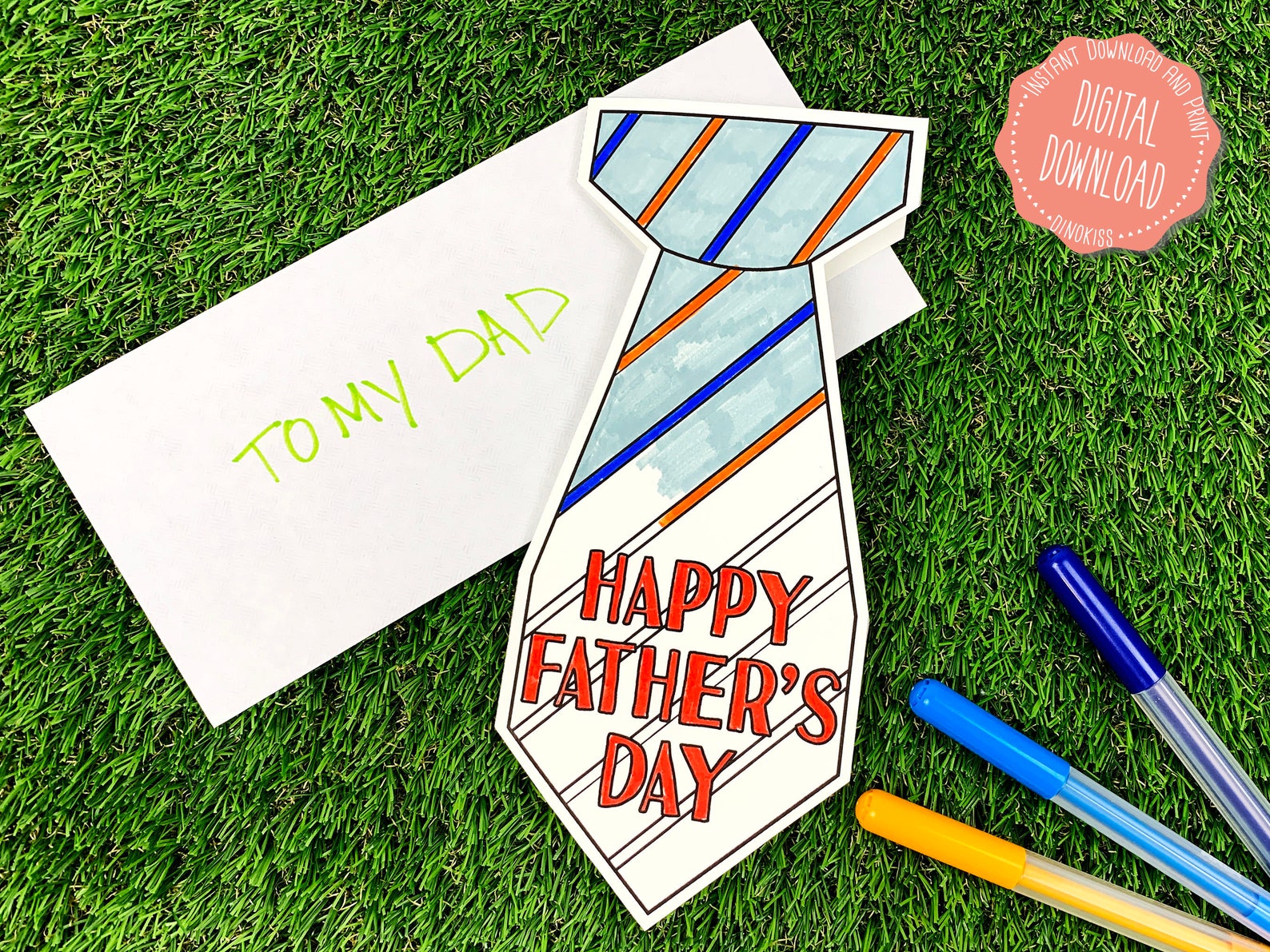 Father's Day Neck Tie Coloring Card Printable - Etsy