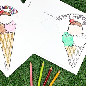 Mothers Day Coloring Card Pdf Ice Cream Cone Printable Mothers Day Card ...