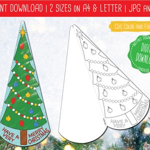 Christmas Coloring Card PDF, Christmas Card Printable, Christmas Tree ...