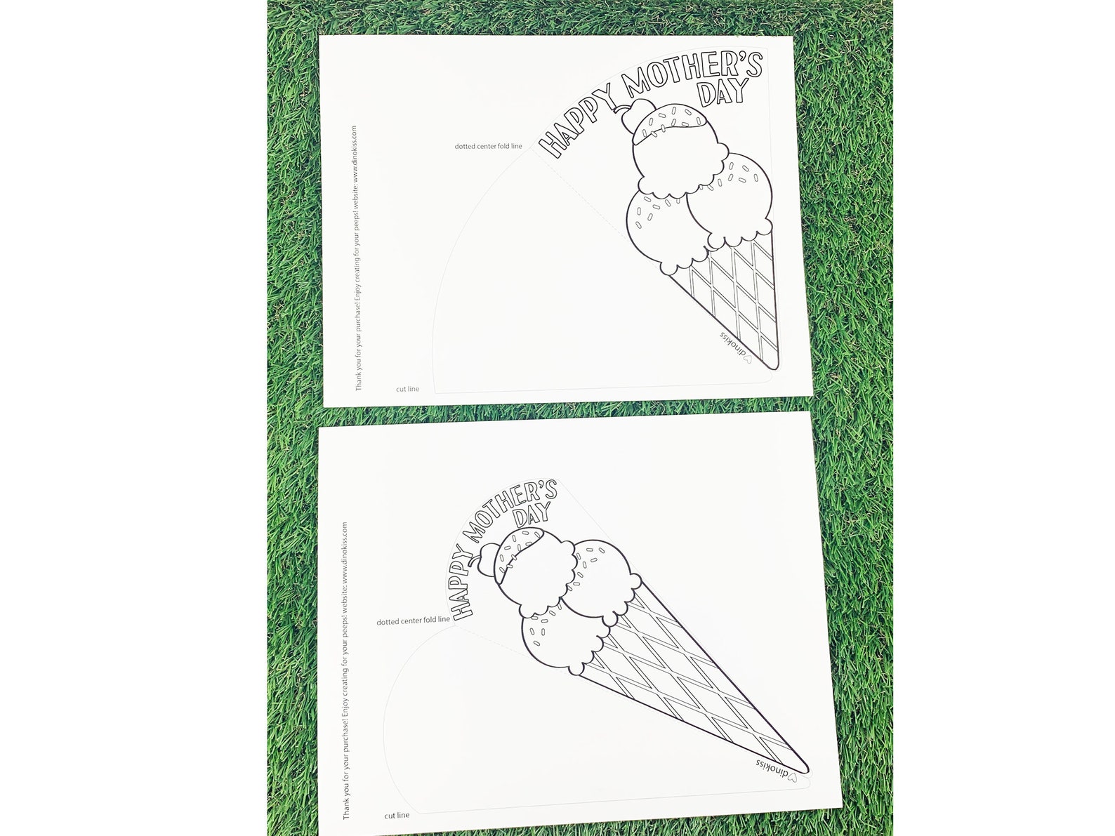 Mothers Day Coloring Card Pdf Ice Cream Cone Printable Mothers - Etsy