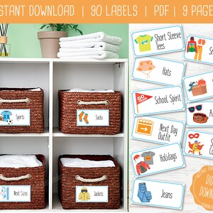 Kid Boy Dresser Clothing Labels Printable, Set of 90 Labels, Boys ...