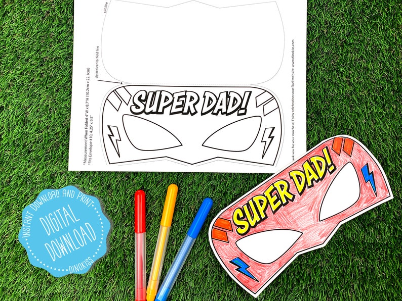 Super Dad Mask Coloring Card Fathers Day Coloring Card | Etsy