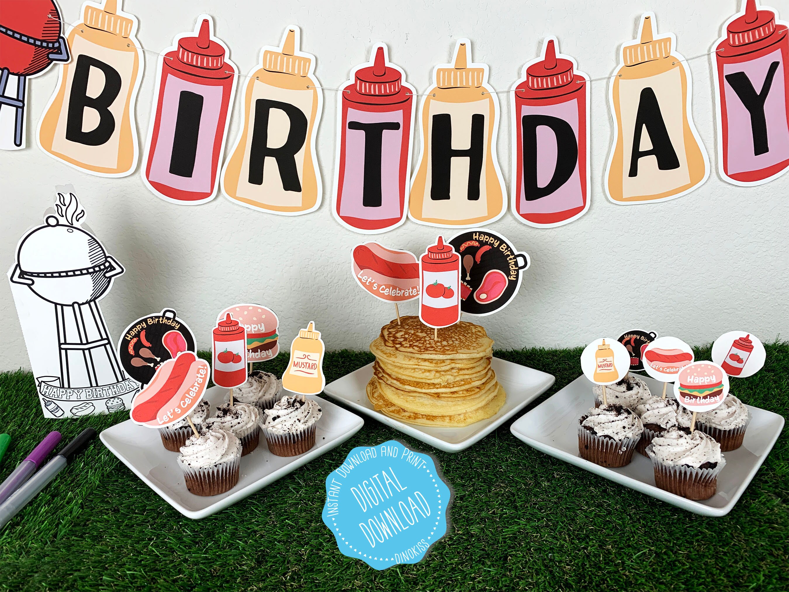BBQ Birthday Decorations Printable, Birthday Grill Printable, Birthday ...