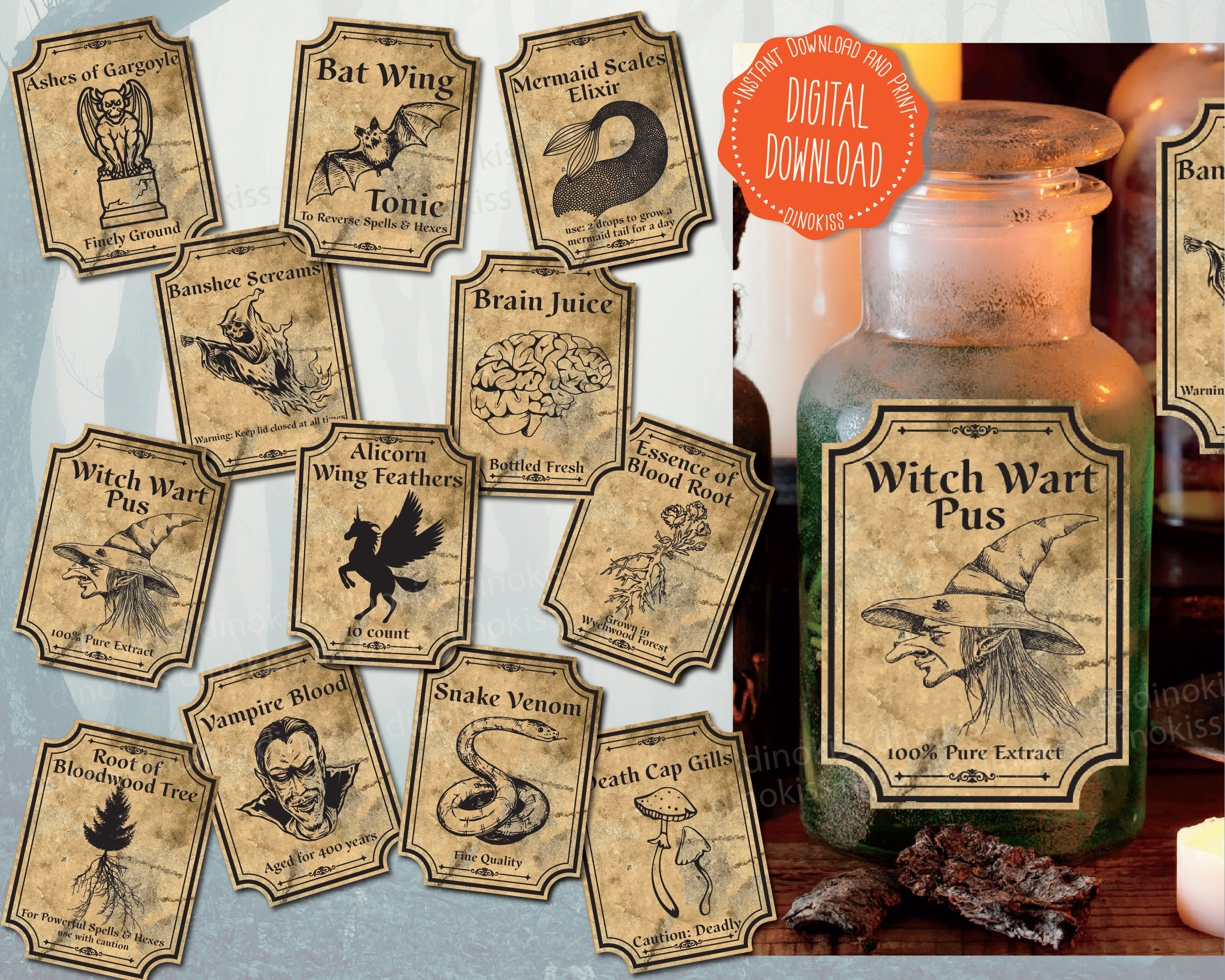 Halloween Potion Labels Printable Apothecary Labels - Etsy