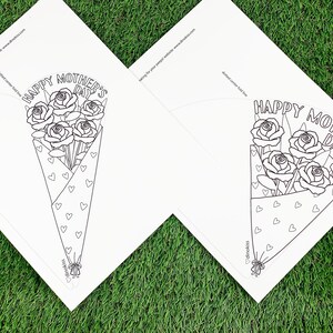 Mothers Day Coloring Card PDF, Mothers Day Card Printable, Roses ...
