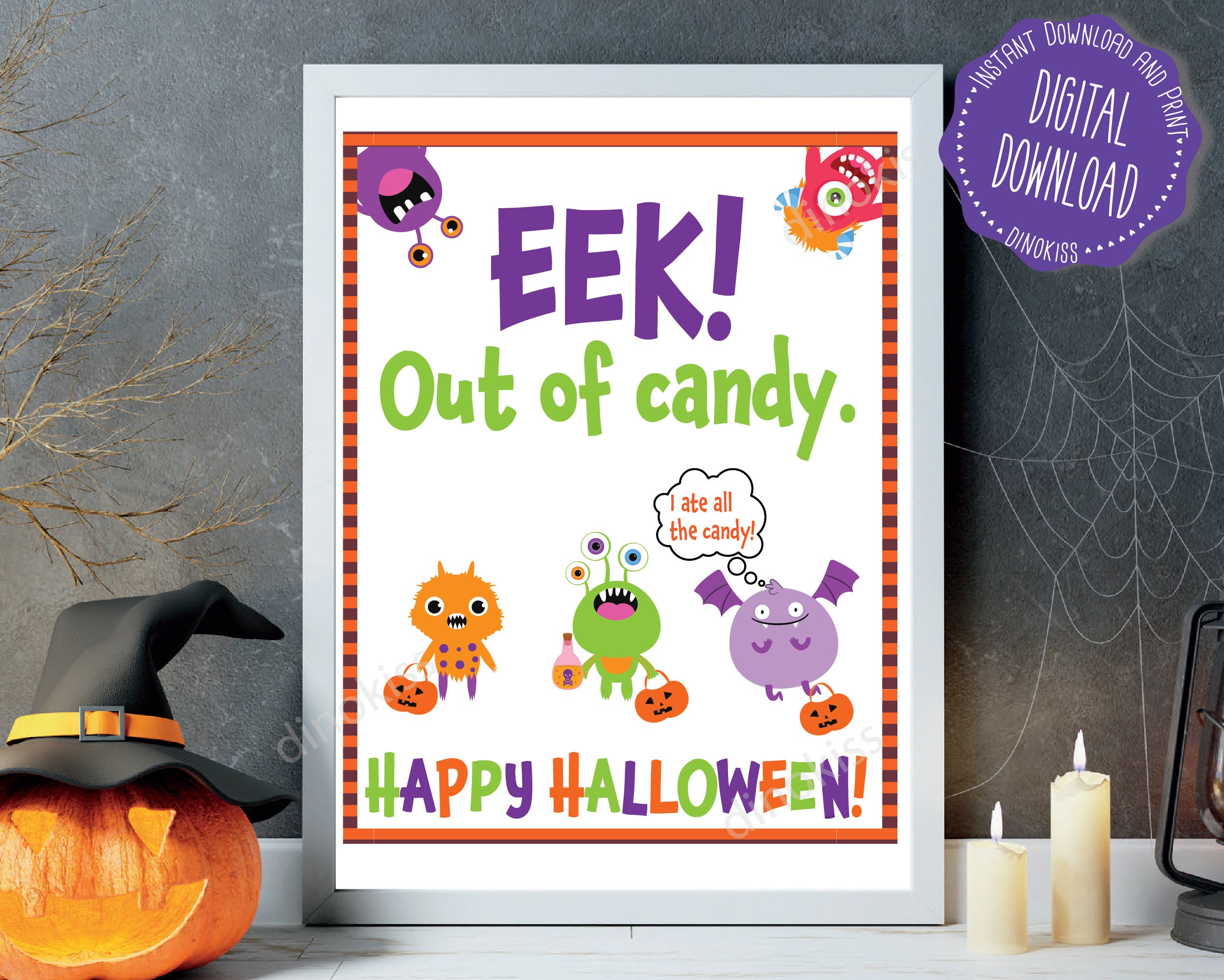 Halloween Out of Candy Sign Printable, Halloween Candy Sign, Halloween ...