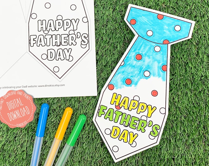 Father's Day Card Activity Sunday School Craft for Dad Coloring Tie Tie ...