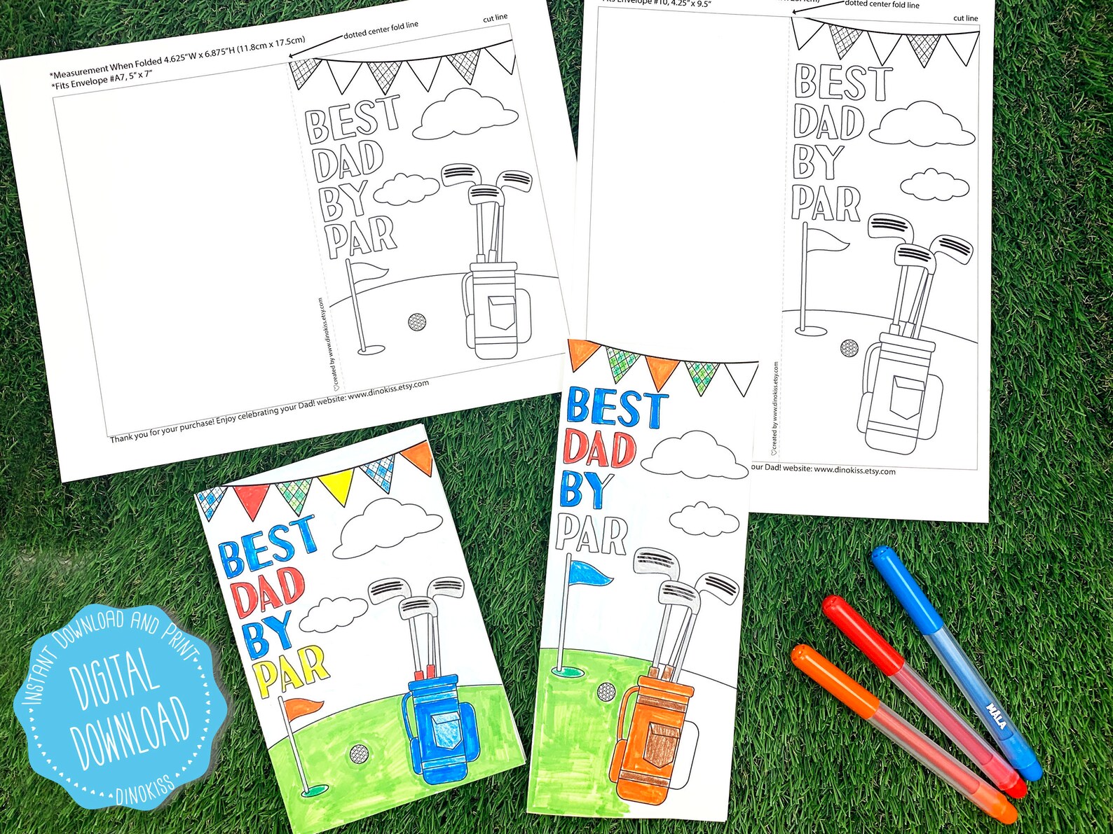 Best Dad by Par Golf Coloring Card Printable Fathers Day - Etsy
