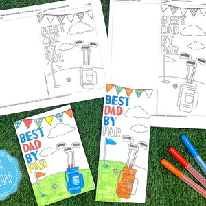 Best Dad by Par Golf Coloring Card Printable, Fathers Day Coloring Card ...
