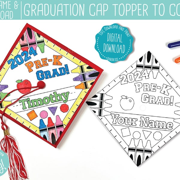 Pre K Personalized 2024 Graduation Cap Topper, Graduation Printable ...