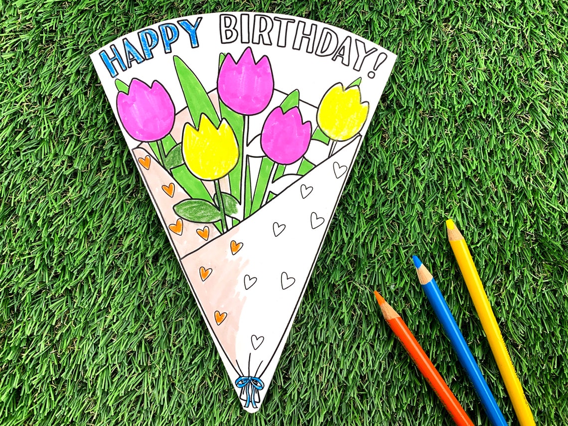 Happy Birthday Coloring Card PDF Birthday Card Printable | Etsy