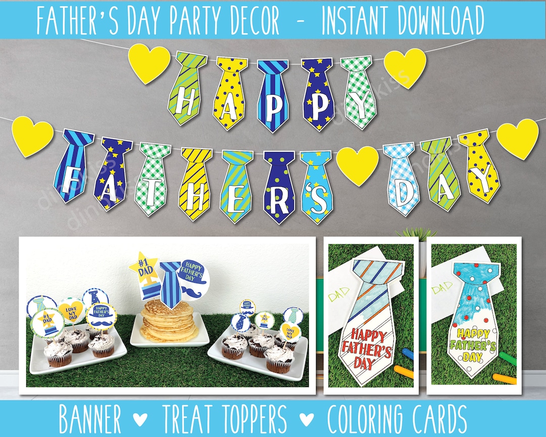 Happy Father's Day All About Dad Party Decor Set Printable, Fathers Day ...