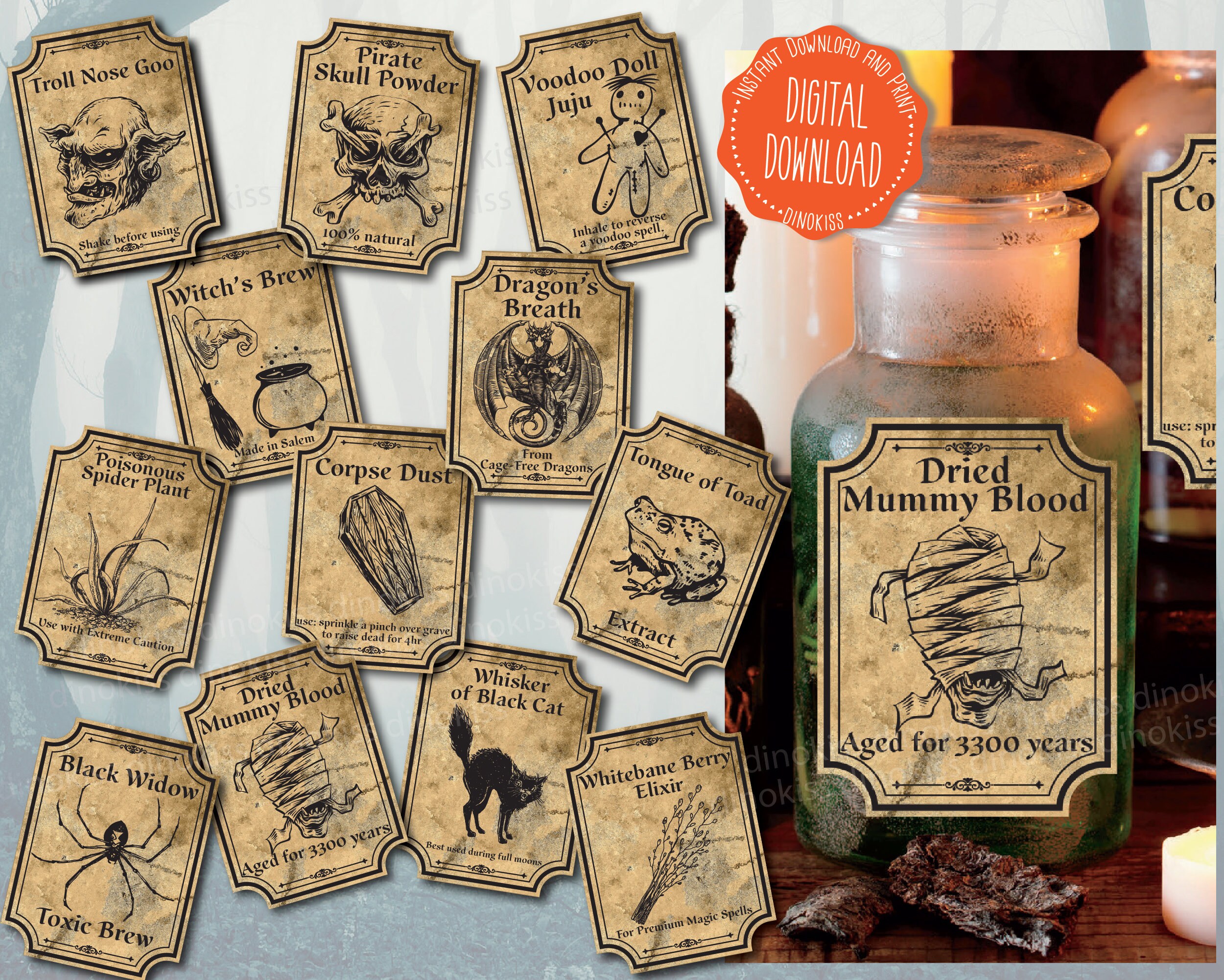 Halloween Potion Labels Printable Apothecary Labels - Etsy