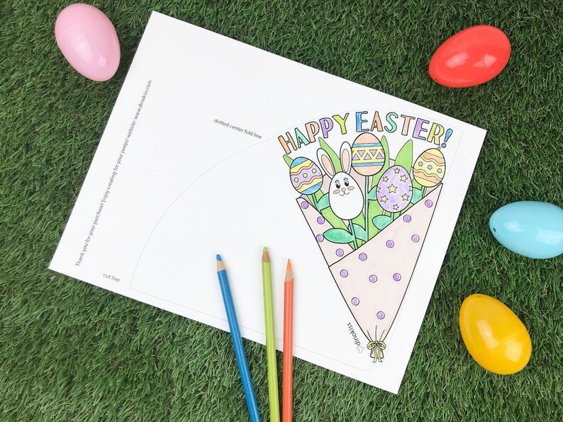 Easter Coloring Greeting Card PDF, Easter Greeting Card PDF, Instant ...