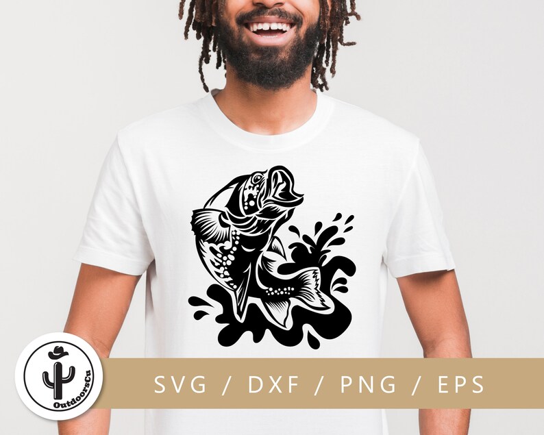 Bass Fishing Splashing Water Svg Png Cut File | Fishing Hobby & Sport ...