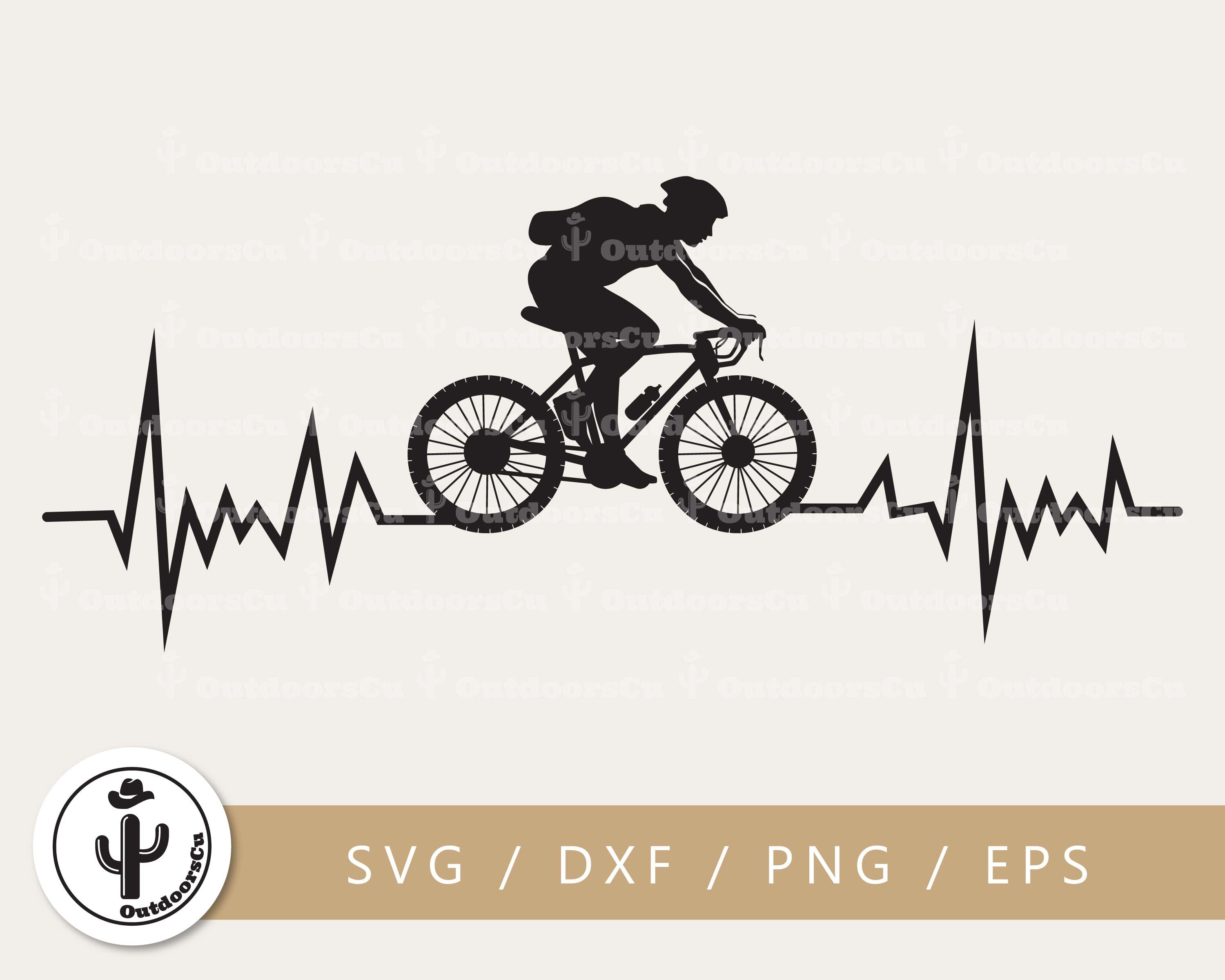 Heartbeat Bicycle Svg Cut File, Heart Beat Cycle Clipart, Love Sport ...