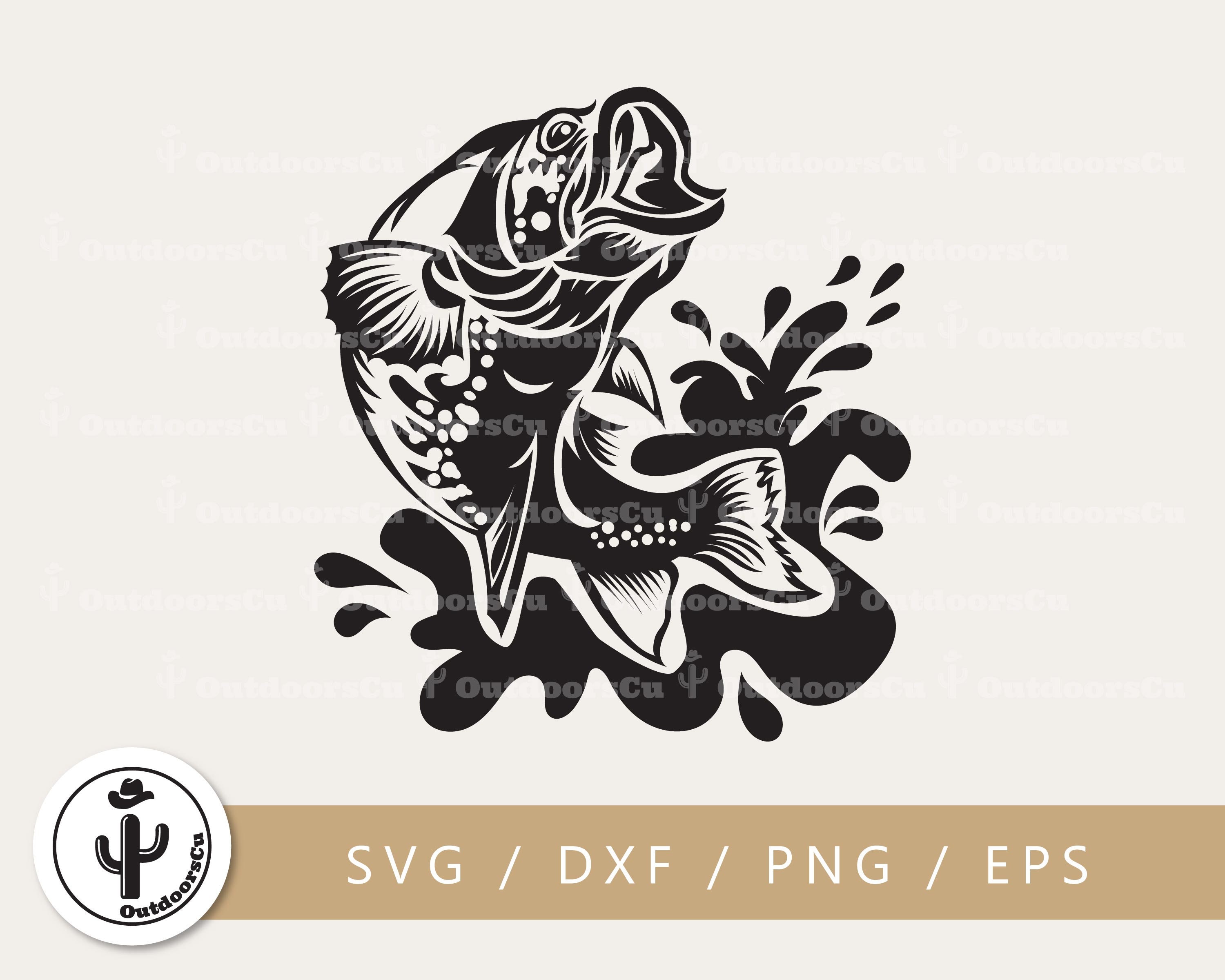 Bass Fishing Splashing Water Svg Png Cut File Fishing Hobby & Sport ...