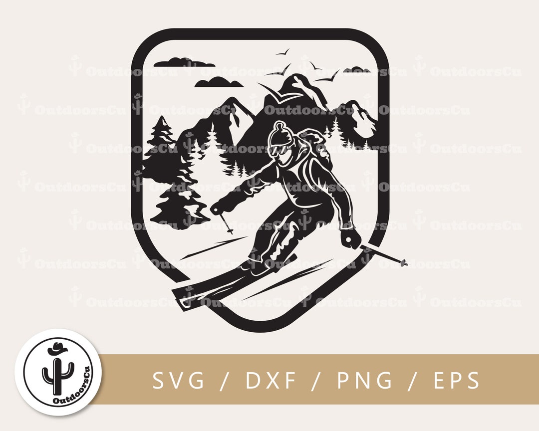 Skier Scene Svg Png Cut File | Skiing Mountain Shirt Design | Snowy ...