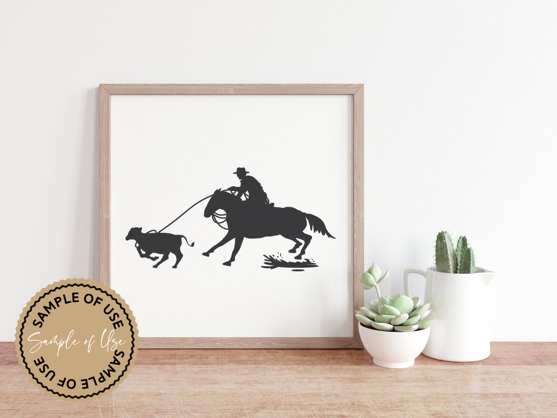 Calf Roper Silhouette Svg Png Cut File Cattle Roping Western Saddle ...