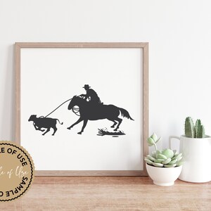 Calf Roper Silhouette Svg Png Cut File| Cattle Roping | Western Saddle ...