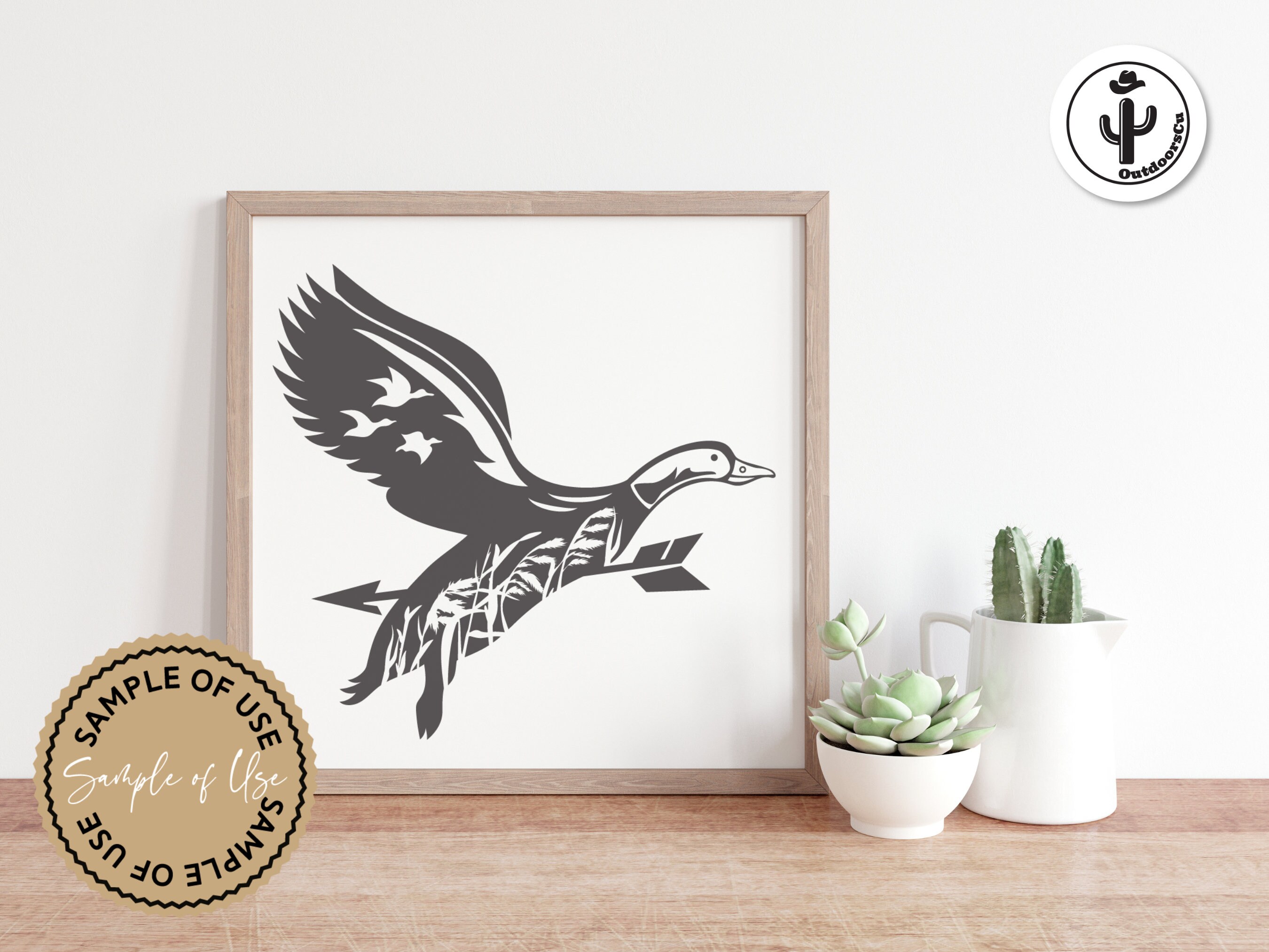 Flying Duck With Reeds Silhouette Svg Png Cut File Vector File for ...